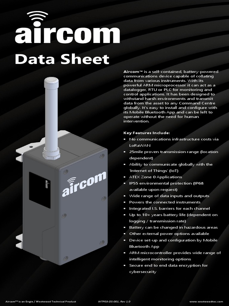 Aircom Data Sheet | PDF | Internet Of Things | Computing