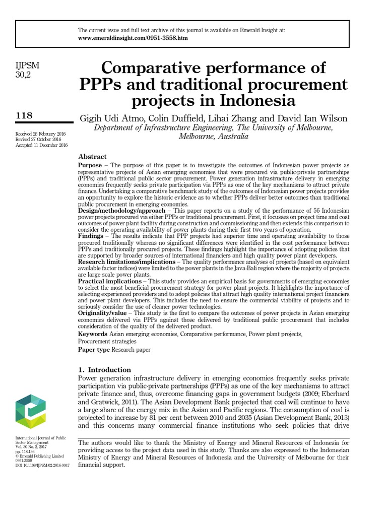 Comparative Performance Of Ppps And Traditional Procurement Project In 6323