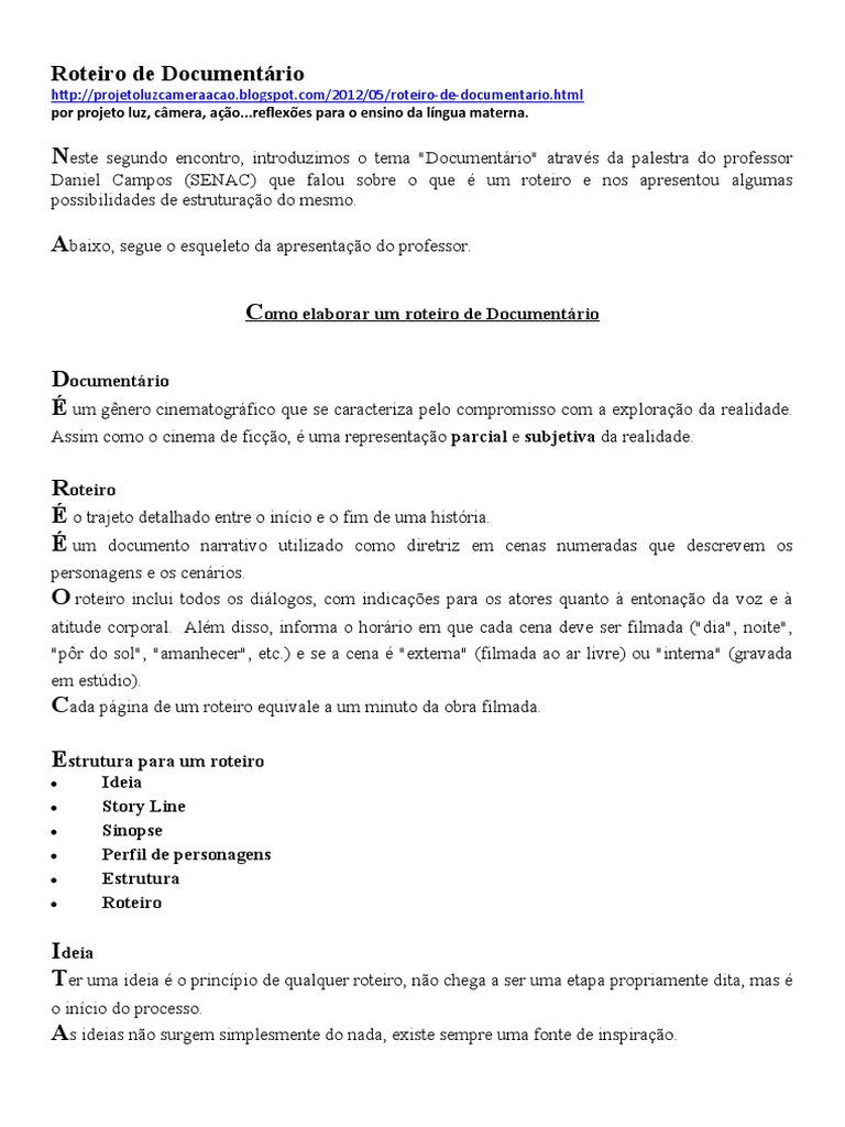 Como Elaborar um Roteiro de Documentário: Uma Abordagem Passo-a-Passo ...