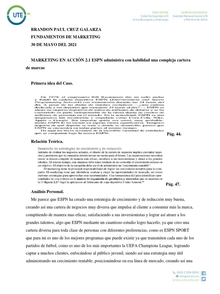 Estrategia de Crecimiento de ESPN | PDF | Marketing | Business
