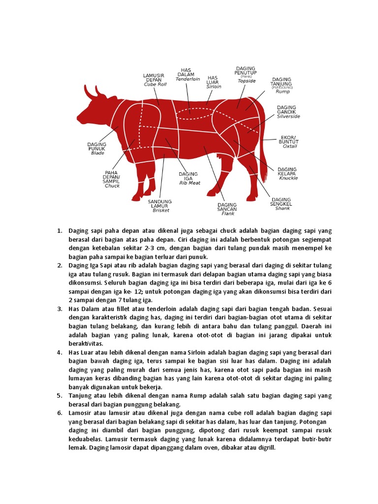 Bagian-Bagian Daging Sapi dan Kegunaannya | PDF