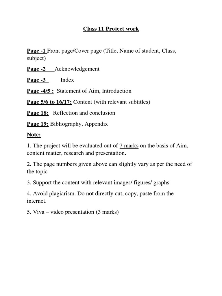 Class 11 Project Work | PDF
