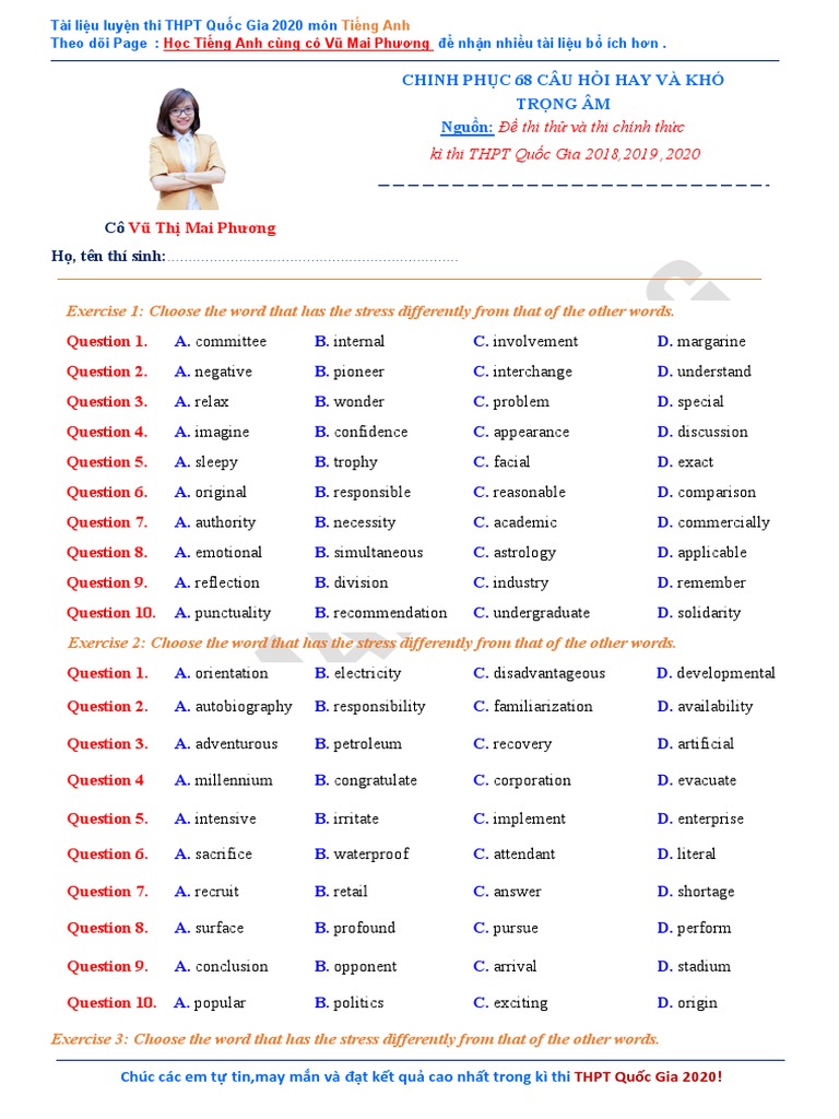 Mastering Word Stress: An Extensive Practice Test for the 2020 ...