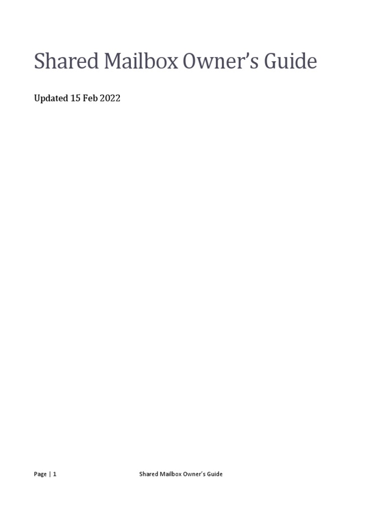 Shared Mailboxes - Owner's Guide 15feb 2022 | PDF | Information ...