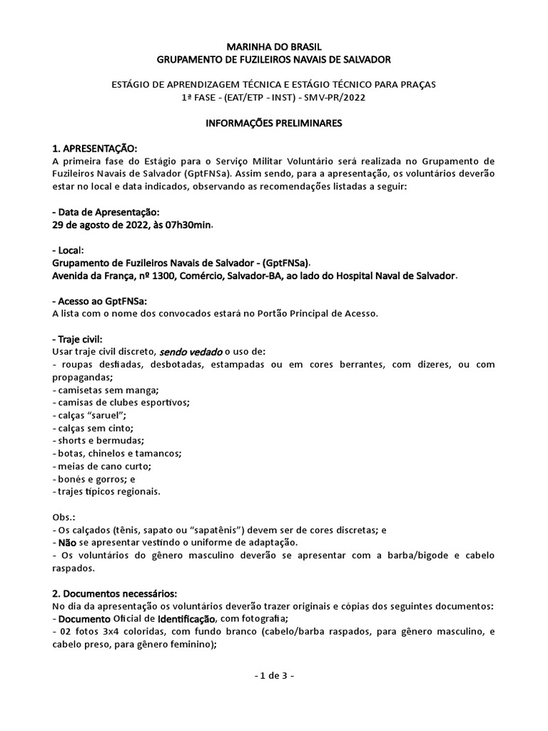 Orion6095786775777614065informacoes Preliminares - Orientacoes Aos Voluntarios - Alt 2 | PDF