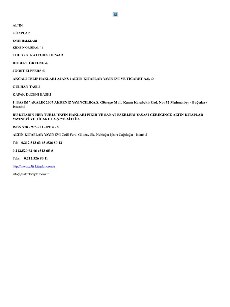 33 Stratejide Savas - Robert Greene | PDF