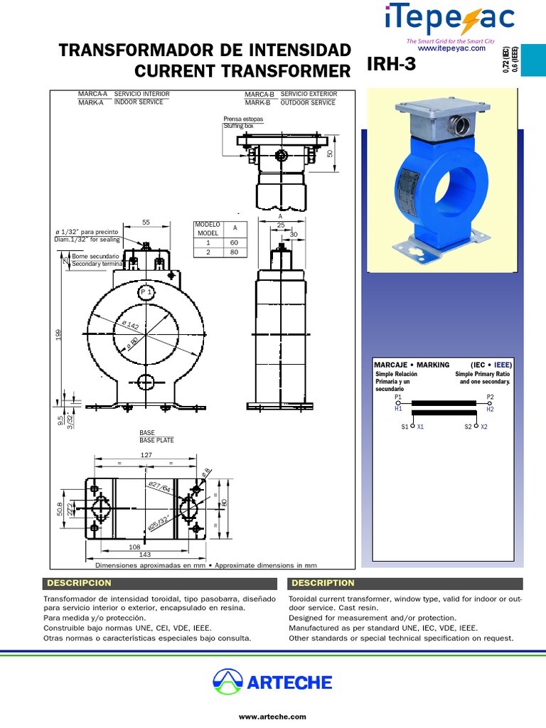 Transformador Irh 3 Tipo Dona | PDF | Ingenieria Eléctrica | Electricidad