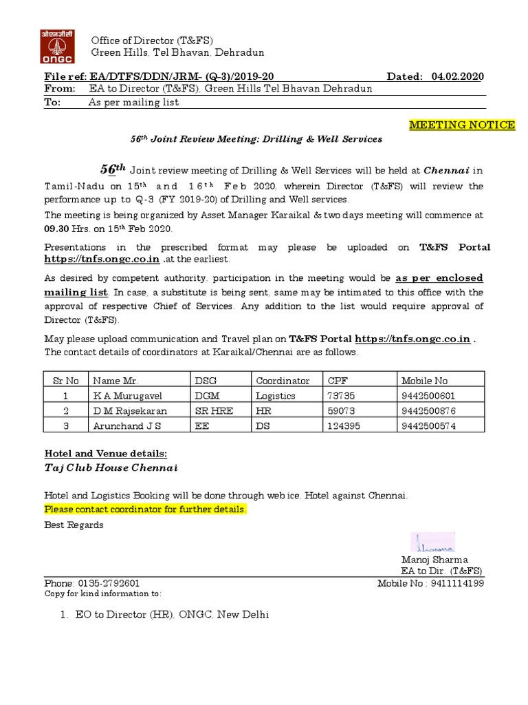 Intimation 56th JRM | PDF
