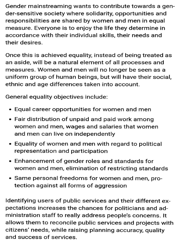 Gender Mainstreaming | PDF