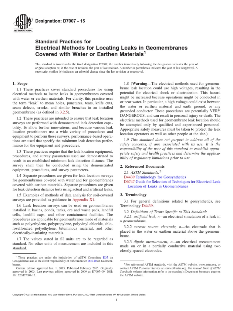 ASTM D7007-15 - Covered Earth or Water Method (Dipole Method) | PDF ...