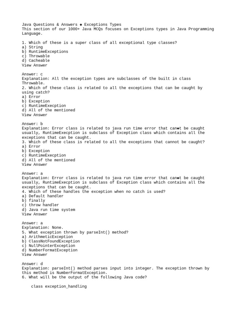 Exceptions Types | PDF | Computer Science | Software Development
