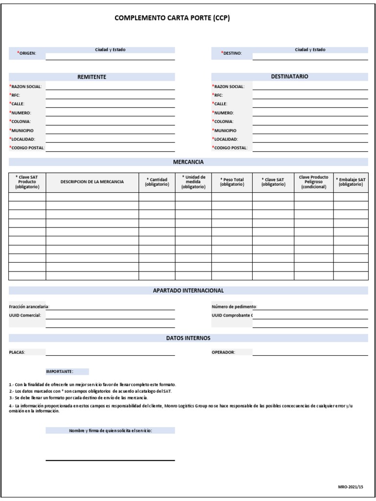Complemento Carta Porte (CCP) : Remitente Destinatario | PDF | Informática