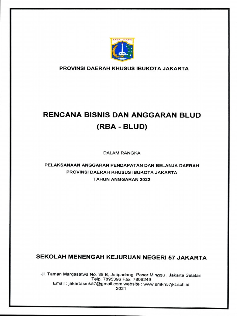 SMKN 57 Jakarta - (Ralat) Revisi Rencana Bisnis Dan Anggaran (Rba) Blud Ta 2022 | PDF