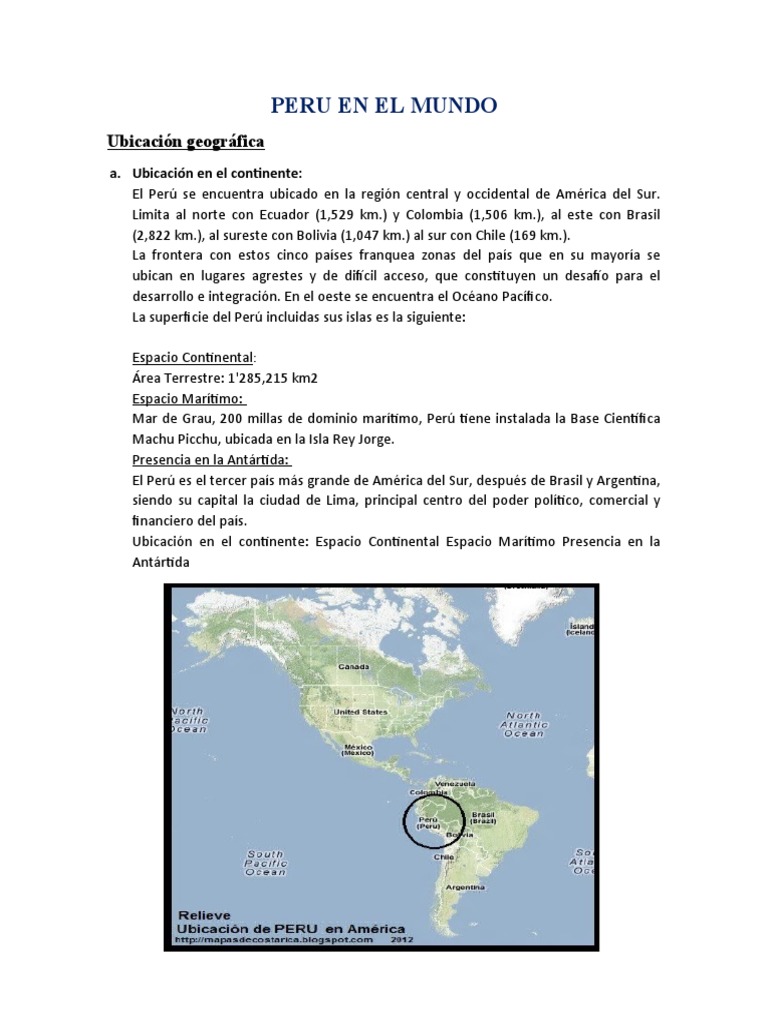 Peru En El Mundo Pdf Perú América Del Sur