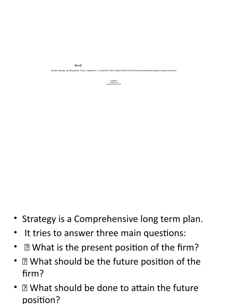 Unit-II Strategic Management | PDF | Strategic Management | Strategic ...