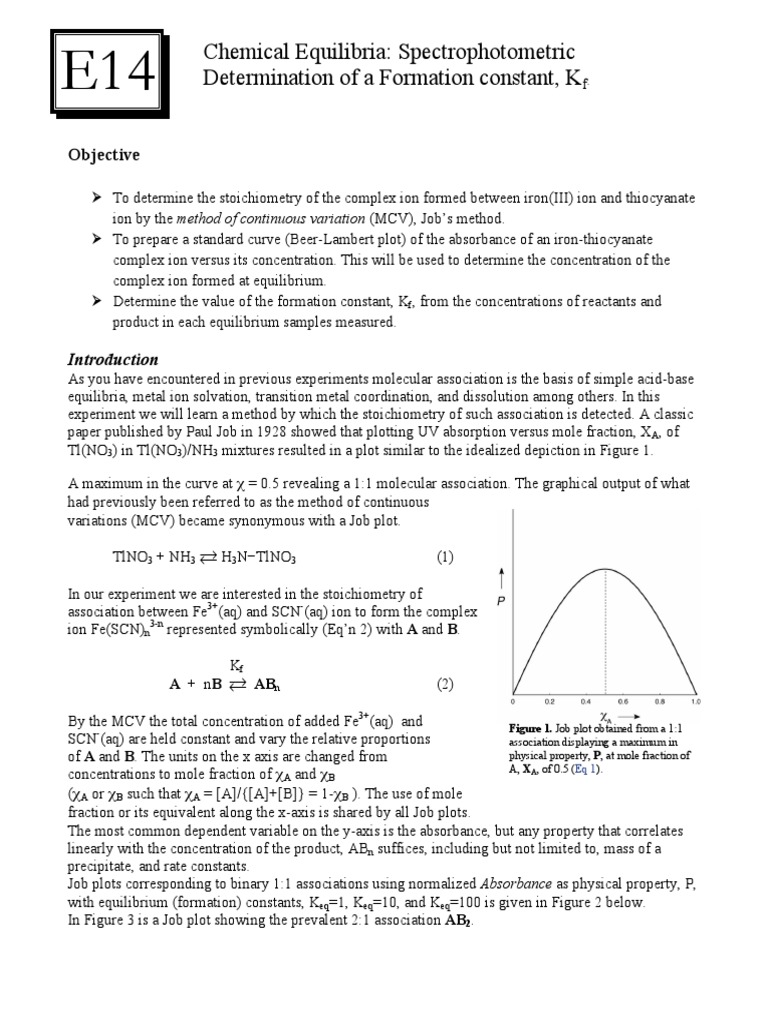 102 Lab 12 KF FeSCN Complex Ion Sp19 | PDF | Spectrophotometry ...