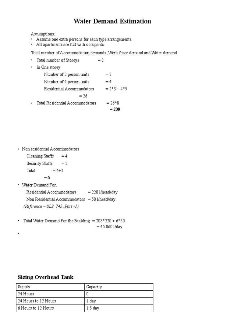 Water Demand Calculation for Buildings | PDF