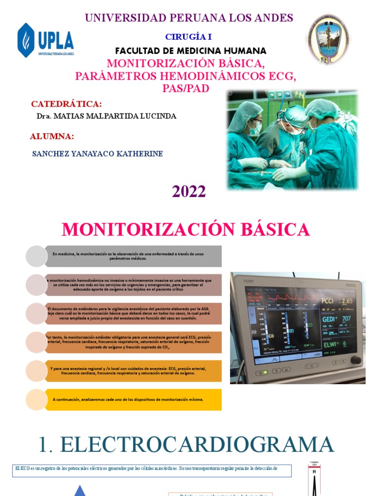 Monitorización Básica, Parámetros Hemodinámicos ECG PAS PAD | PDF | Presión sanguínea ...