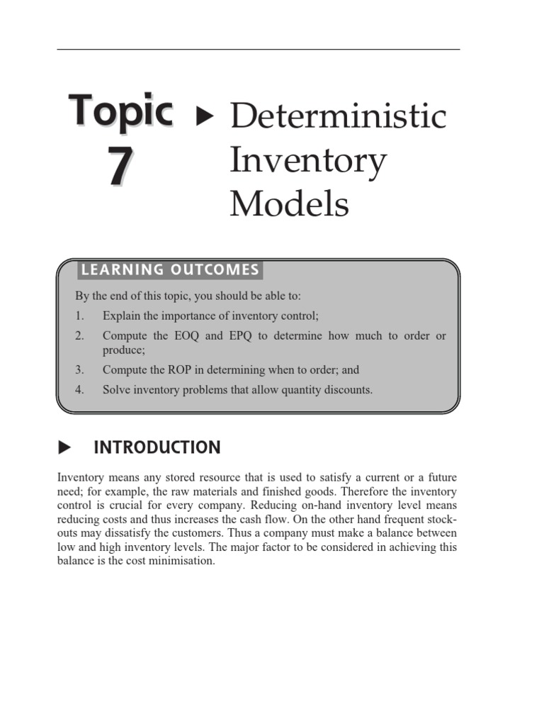 Silo - Tips Deterministic Inventory Models | PDF | Inventory | Business Process Management