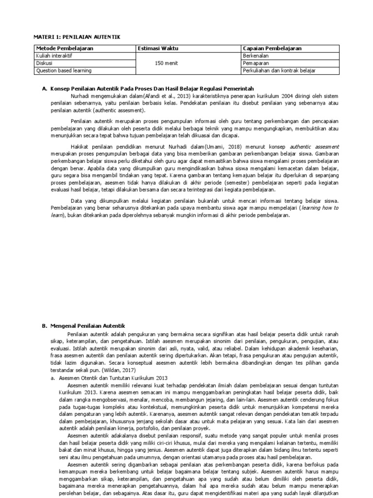 Modul Syahda (Penilaian Autentik) | PDF