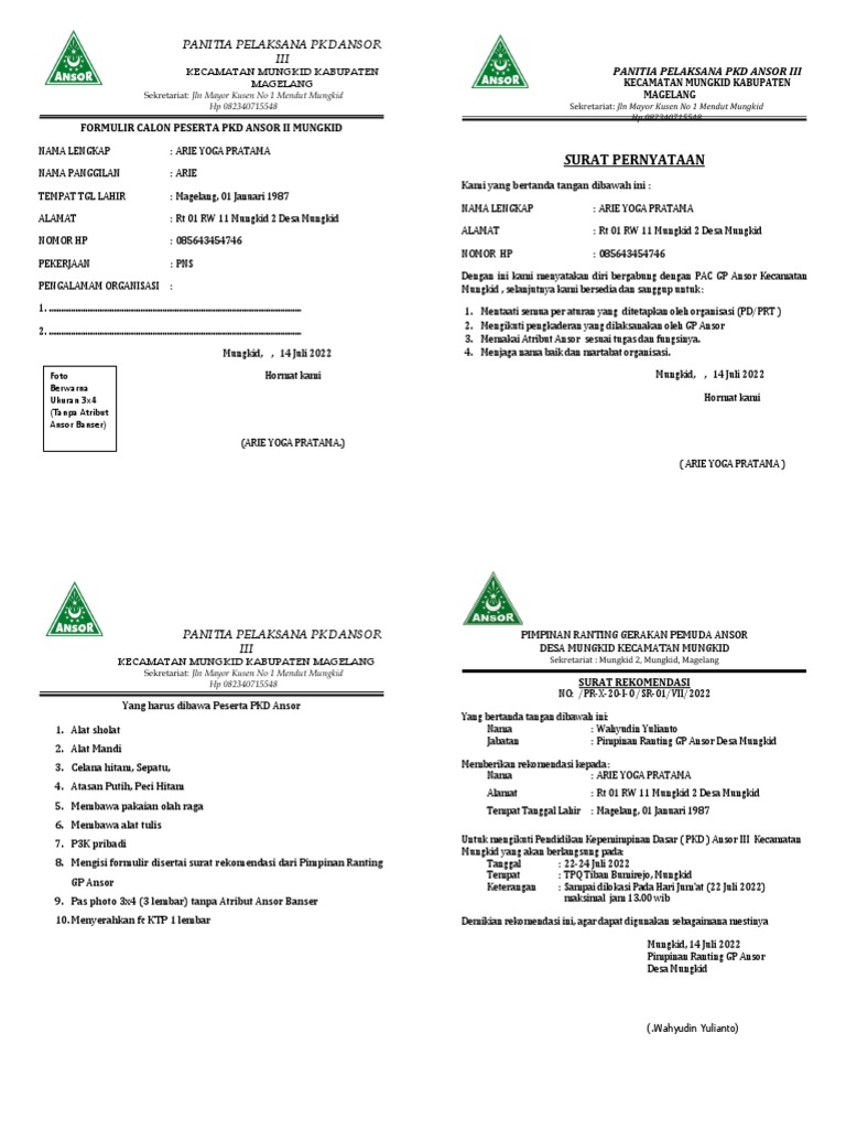 Panitia Pelaksana PKD Ansor Iii | PDF