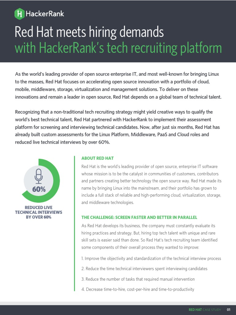 Red Hat cuts live interviews 60% with HackerRank | PDF | Red Hat | Cloud Computing