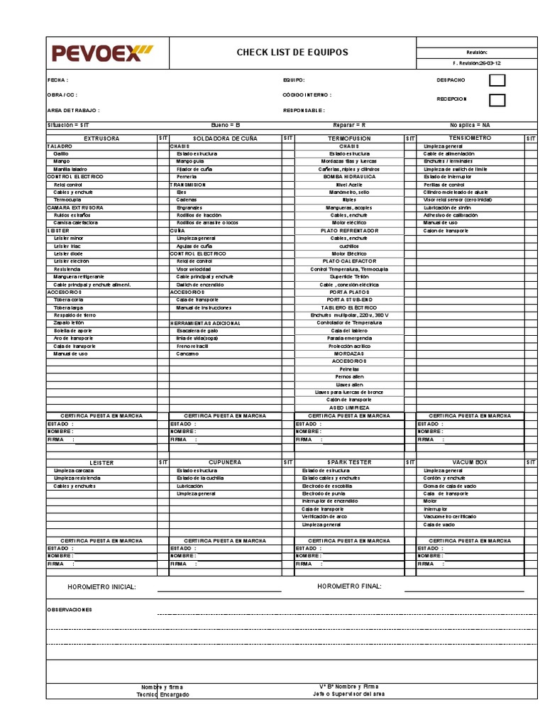 Check List GEOSINTETICOS | PDF | Bienes manufacturados | Vehículos
