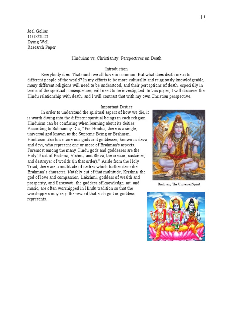 Death Perspectives: Hinduism vs. Christianity | PDF | Devi | Hindu Deities