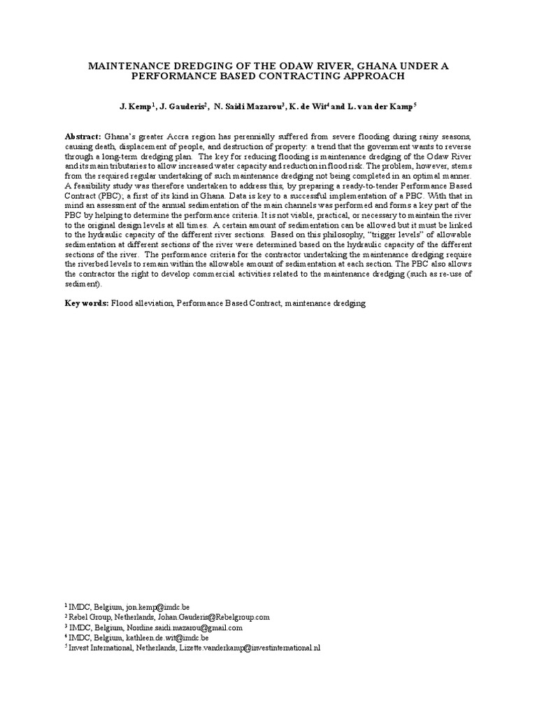 The Use of Performance Based Contracting For Maintenance Dredging of The Odaw River in Ghana | PDF