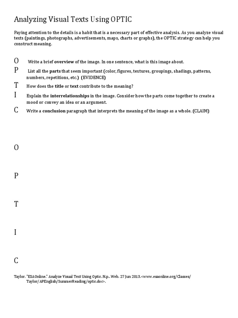 OPTIC Strategy for Visual Analysis | PDF