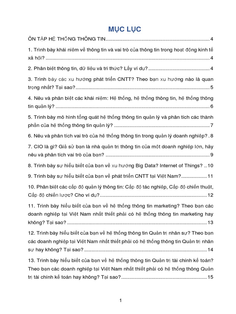 ÔN TẬP HTTT | PDF