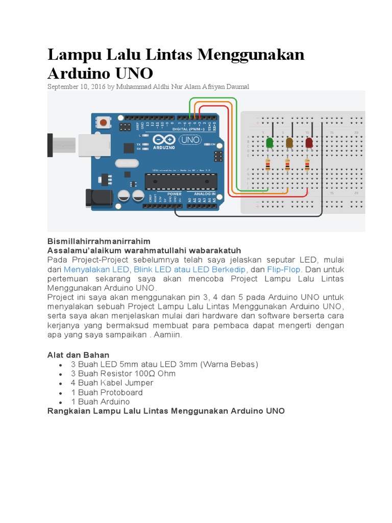 Lampu Lalu Lintas Menggunakan Arduino UNO | PDF