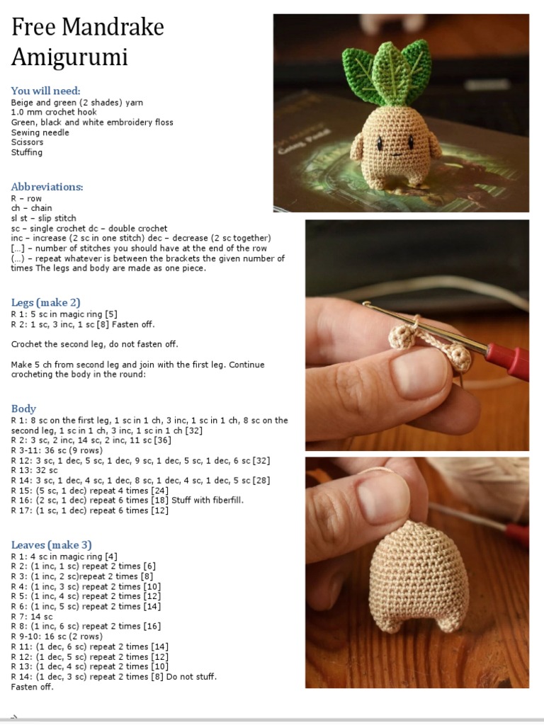 Mini Mandrake Amigurumi Free Pattern - Amigurumi Space | PDF