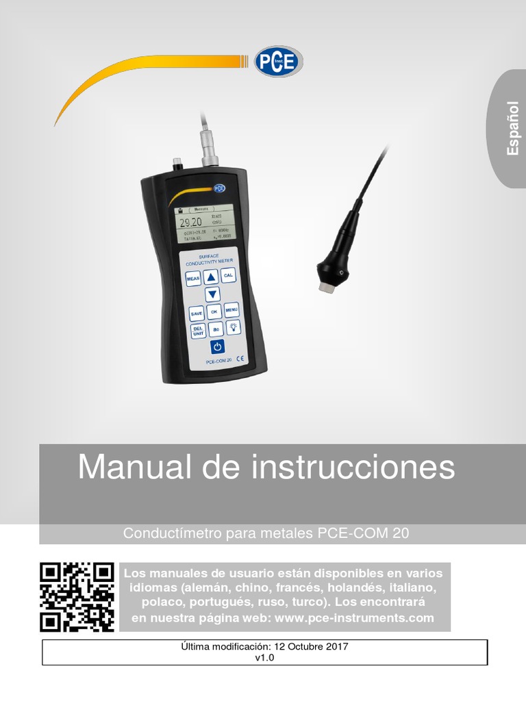 Manual Conductimetro Pce Com 20 v1.0 | PDF | Calibración | Medición
