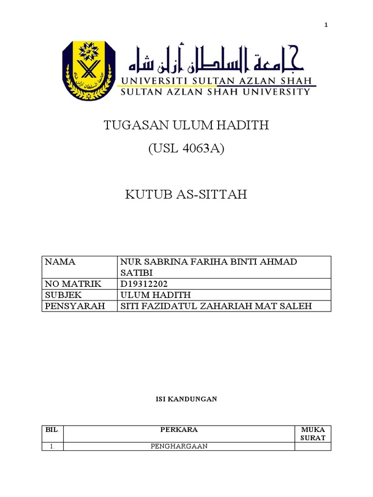 Ulum Hadith Kitabussittah . | PDF