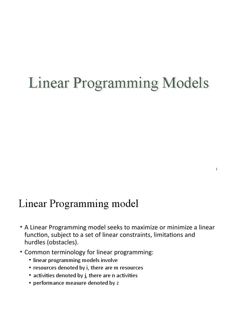 Chapter 2 Linear Programming Model | PDF | Linear Programming ...