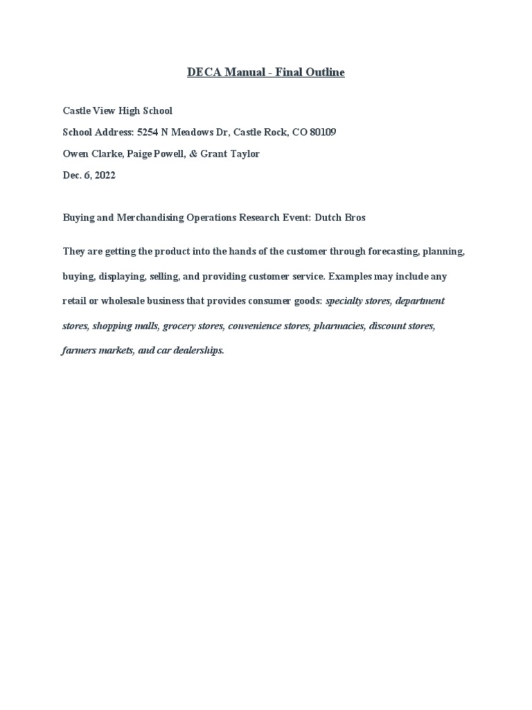 Deca Manual - Final Outline | PDF | Snapchat | Business