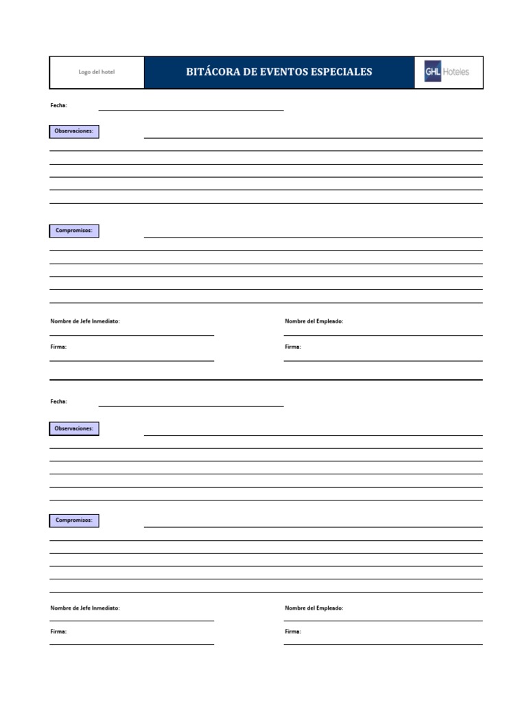 Bitacora de Eventos Especiales | PDF