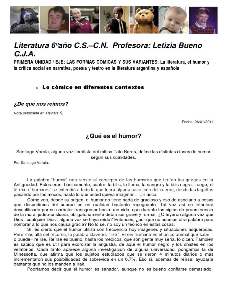 Las Formas Cómicas y Sus Variantes | PDF | Humor | La risa
