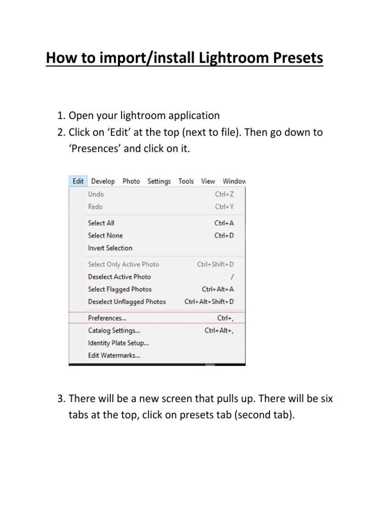 How To Import and Install Lightroom Presets | PDF