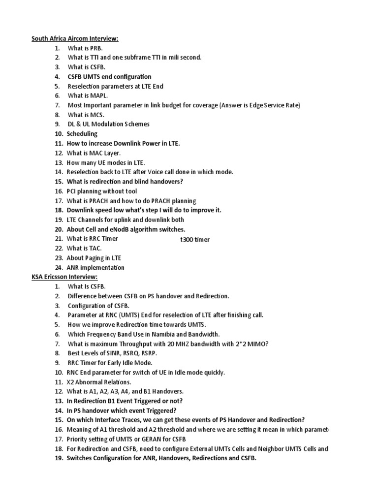 LTE Interview Questions | PDF | Lte (Telecommunication) | Mimo
