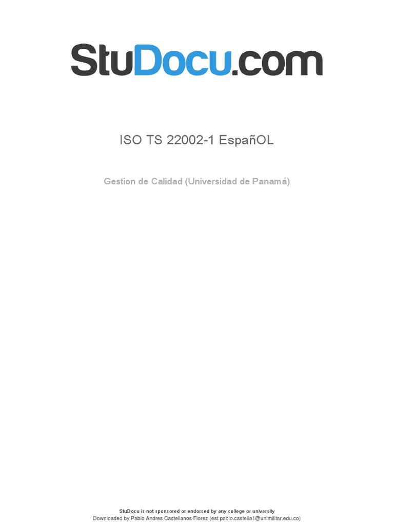 Iso Ts 22002 1 Espanol | PDF | Agua | Seguridad alimenticia