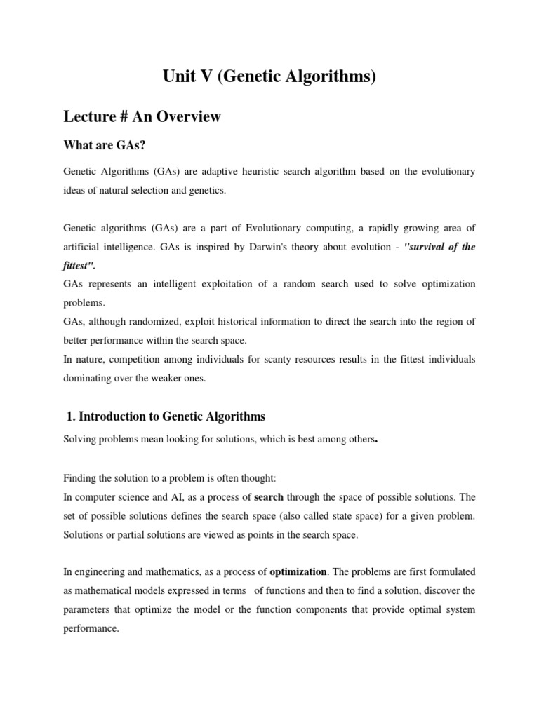 Unit 5 Soft Computing Pdf Genetic Algorithm Mathematical Optimization