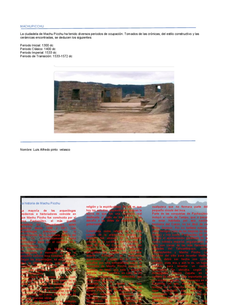 Historia y Descubrimiento de Machu Picchu | PDF | Machu Picchu ...