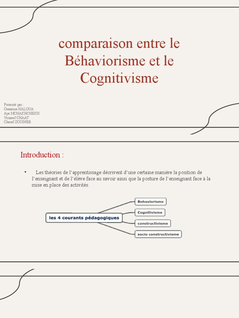Comparaison Béhaviorisme Et Cognitivisme (F F | PDF | Béhaviorisme ...