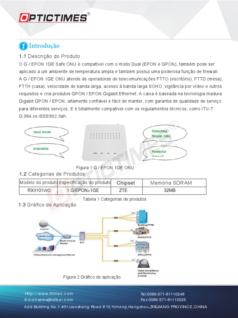 5 Onu Zx8101l (1ge Gepon Onu) PT | PDF | Informática | Transmissão de dados