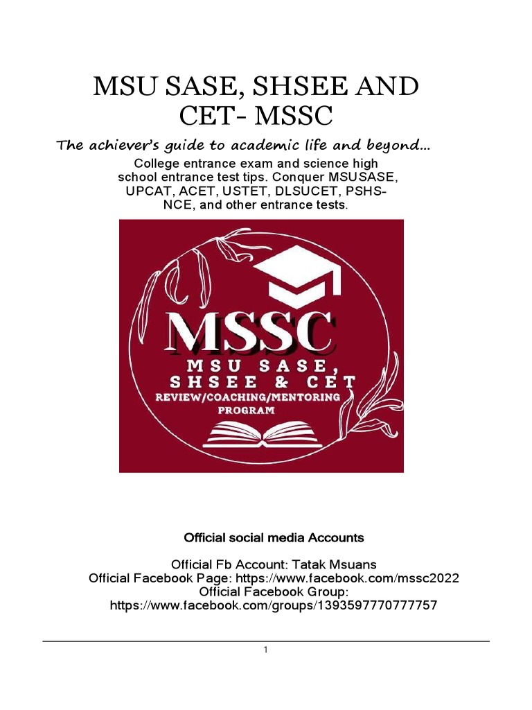 Msu Sase Reviewer 2 PDF | PDF | Multiple Choice | Verb