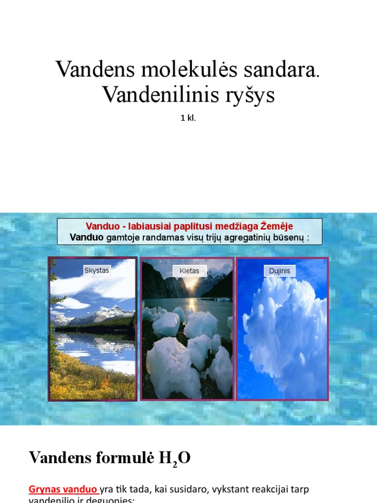 1 Kl. Vandens Molekules Sandara. Vanden Rysiai | PDF