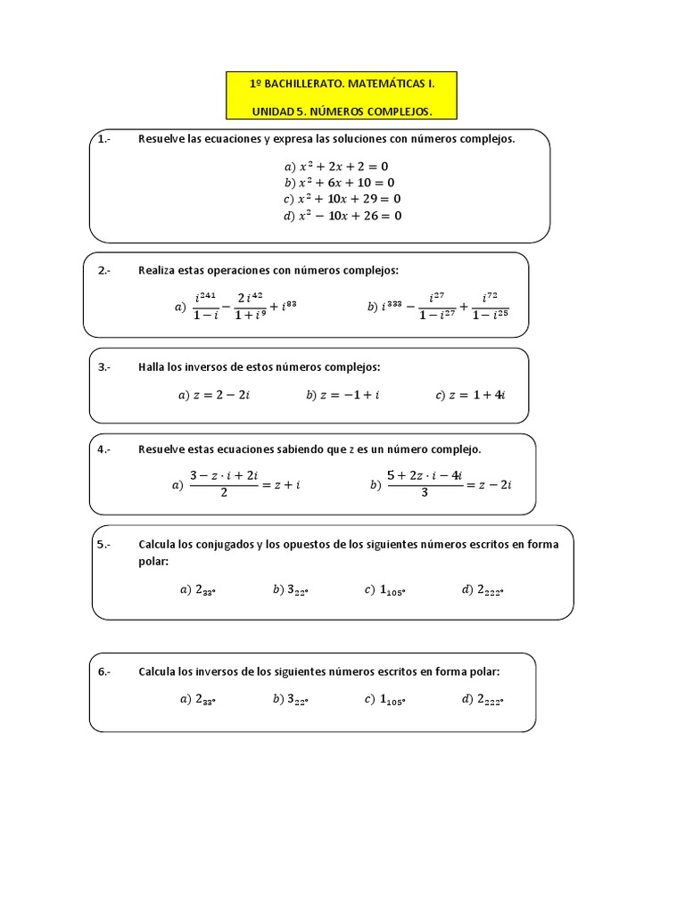 U05 Números Complejos | PDF