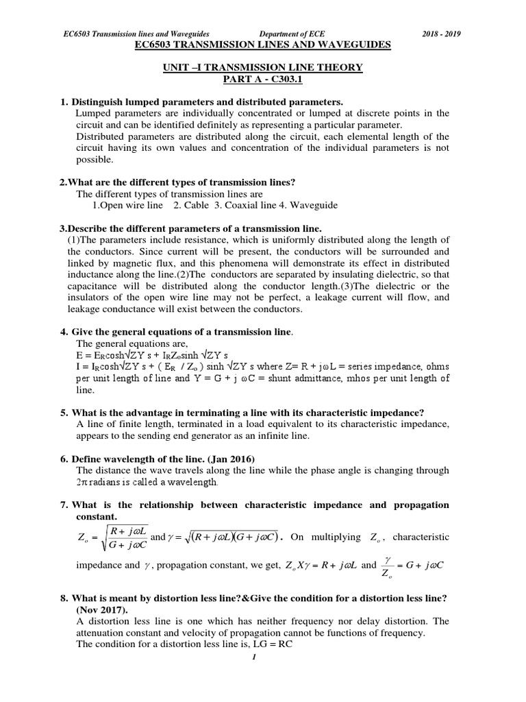 Analysis of Transmission Line Parameters and Characteristics | PDF ...